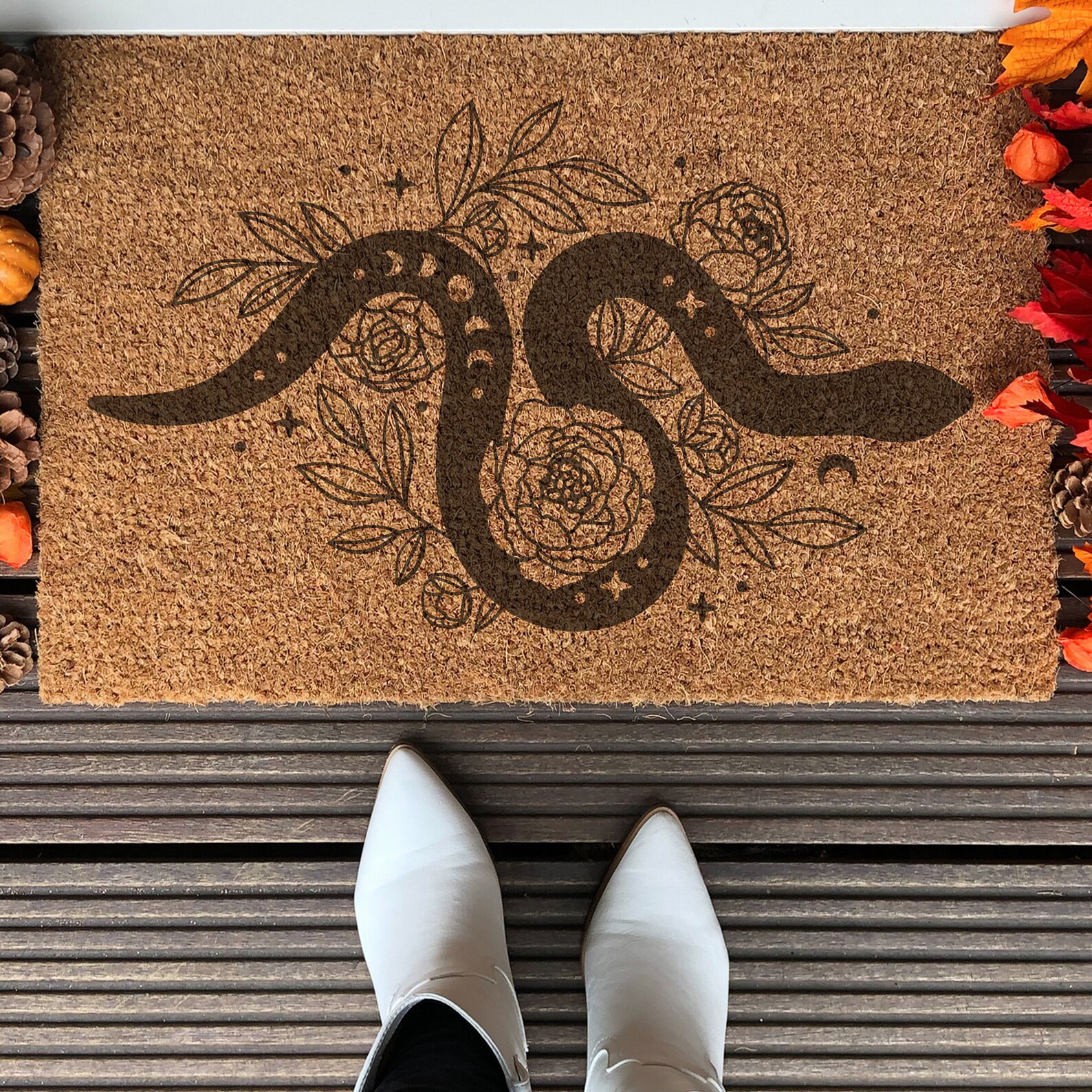 Snake Doormat Aesthetic Cottagecore Floral Door Mat Minimalist ...