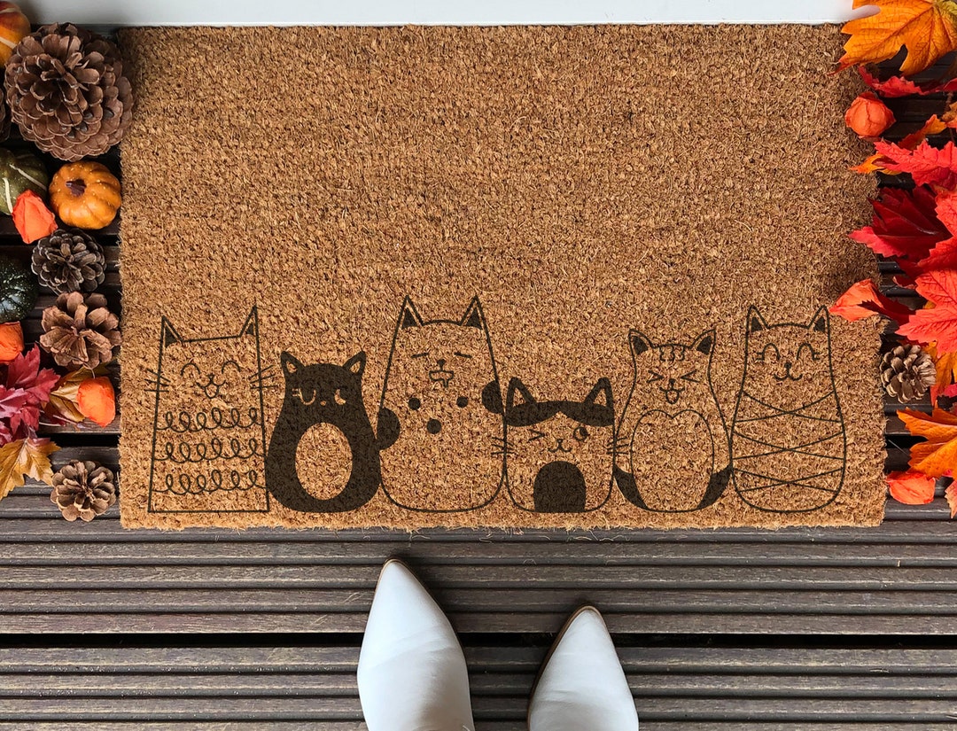 Cat Doormat Funny Cute Spiritual Mat Pet Cat Lover Housewarming Gift ...