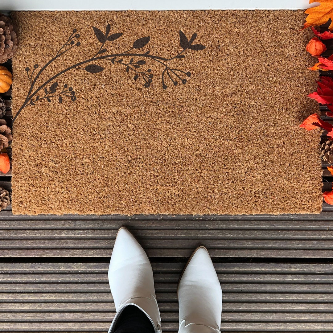 Floral Doormat Cottagecore Nature Inspired Mat Minimalist Coconut Coir ...