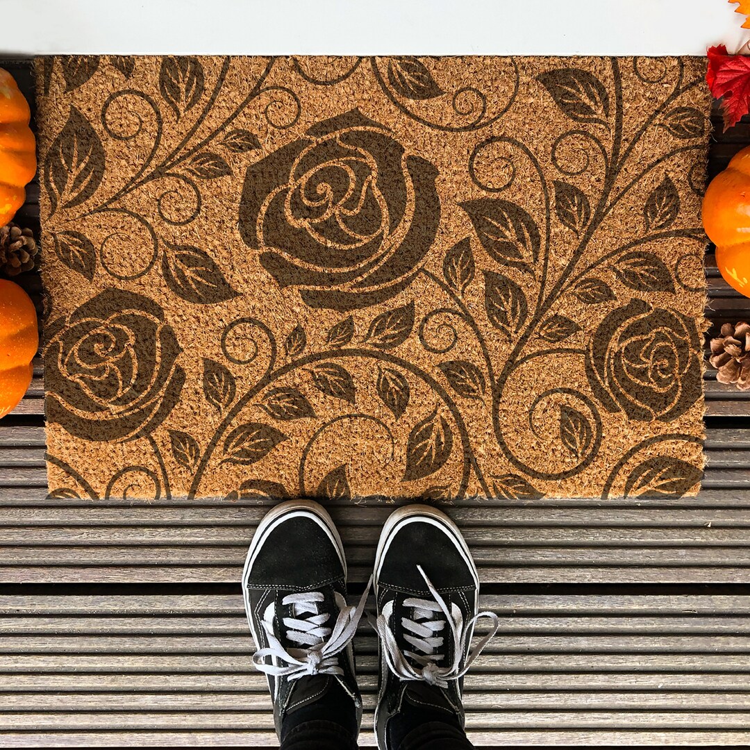 Roses Doormat Cottagecore Nature Inspirational Mat Minimalist Coconut ...