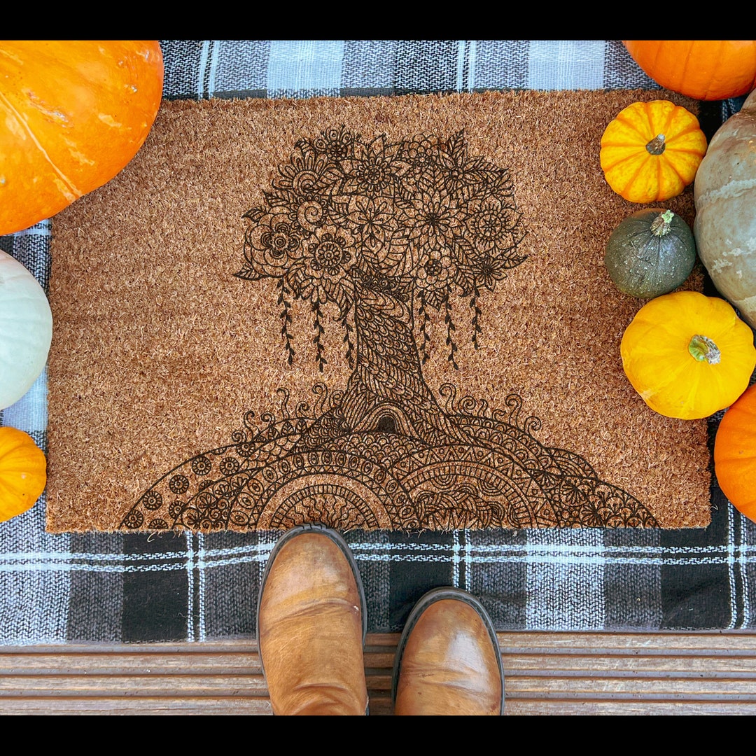 Tree of Life Doormat Aesthetic Cottagecore Floral Door Mat Minimalist ...