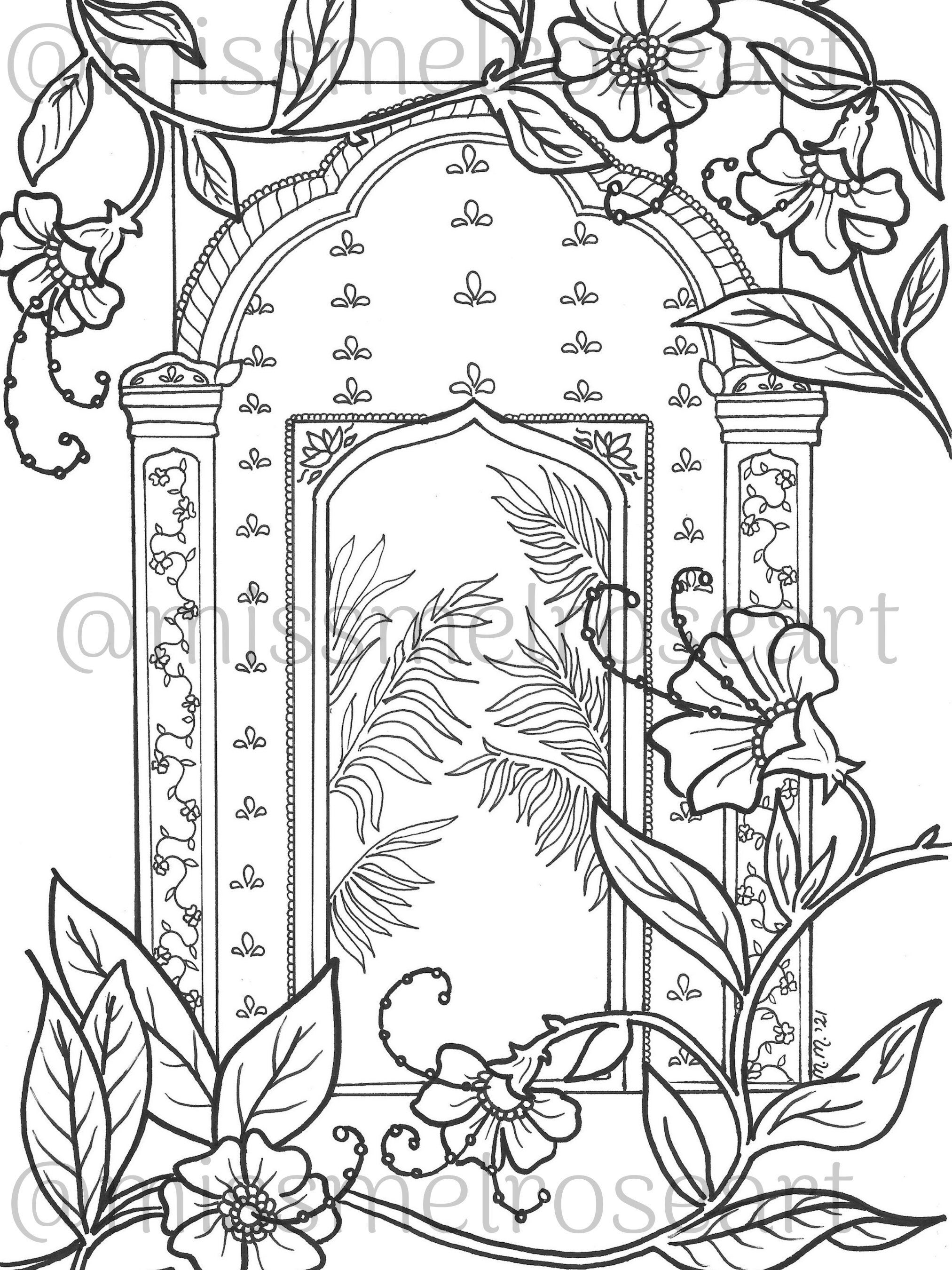 Plant Colouring Page Hand-drawn Colouring Page PRINTABLE Adult ...