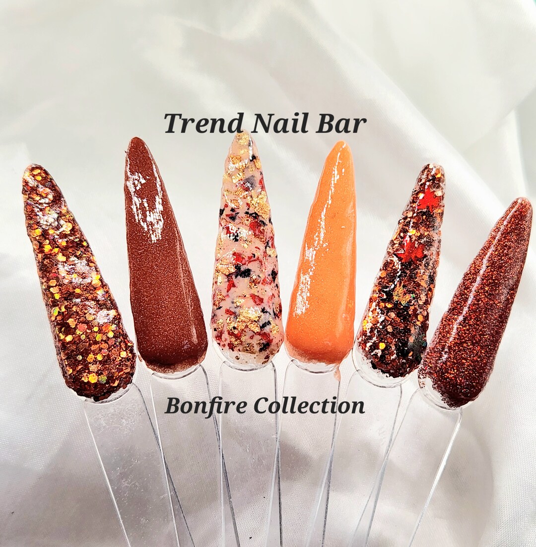 Bonfire Collection Acrylic Nail Dip Powder Fall Dip Powder Dip Powder Glitter Dip Powder