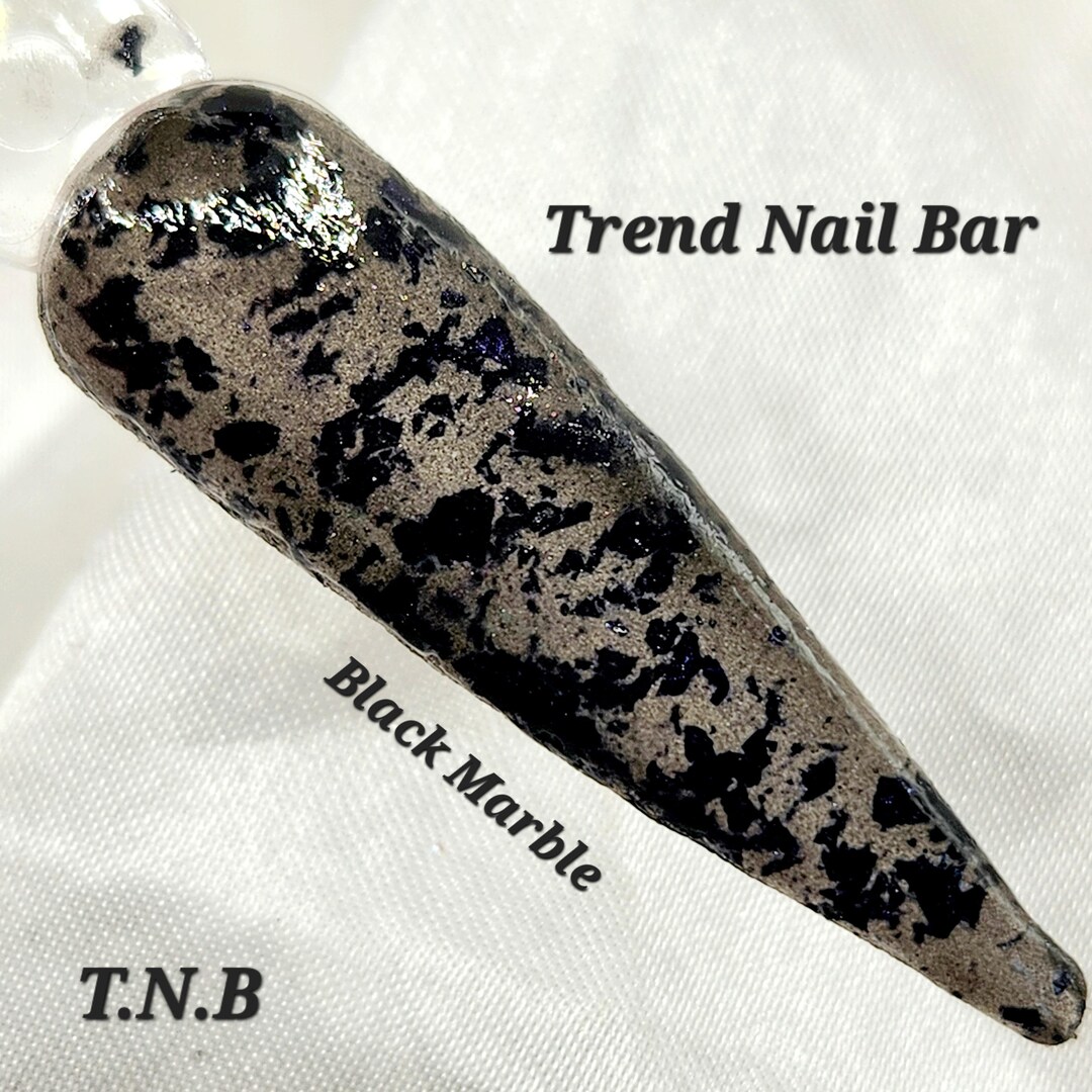 Black Marble- Foil Nail Dip Powder, Dip Powder, Sheer Black Dip Powder ...
