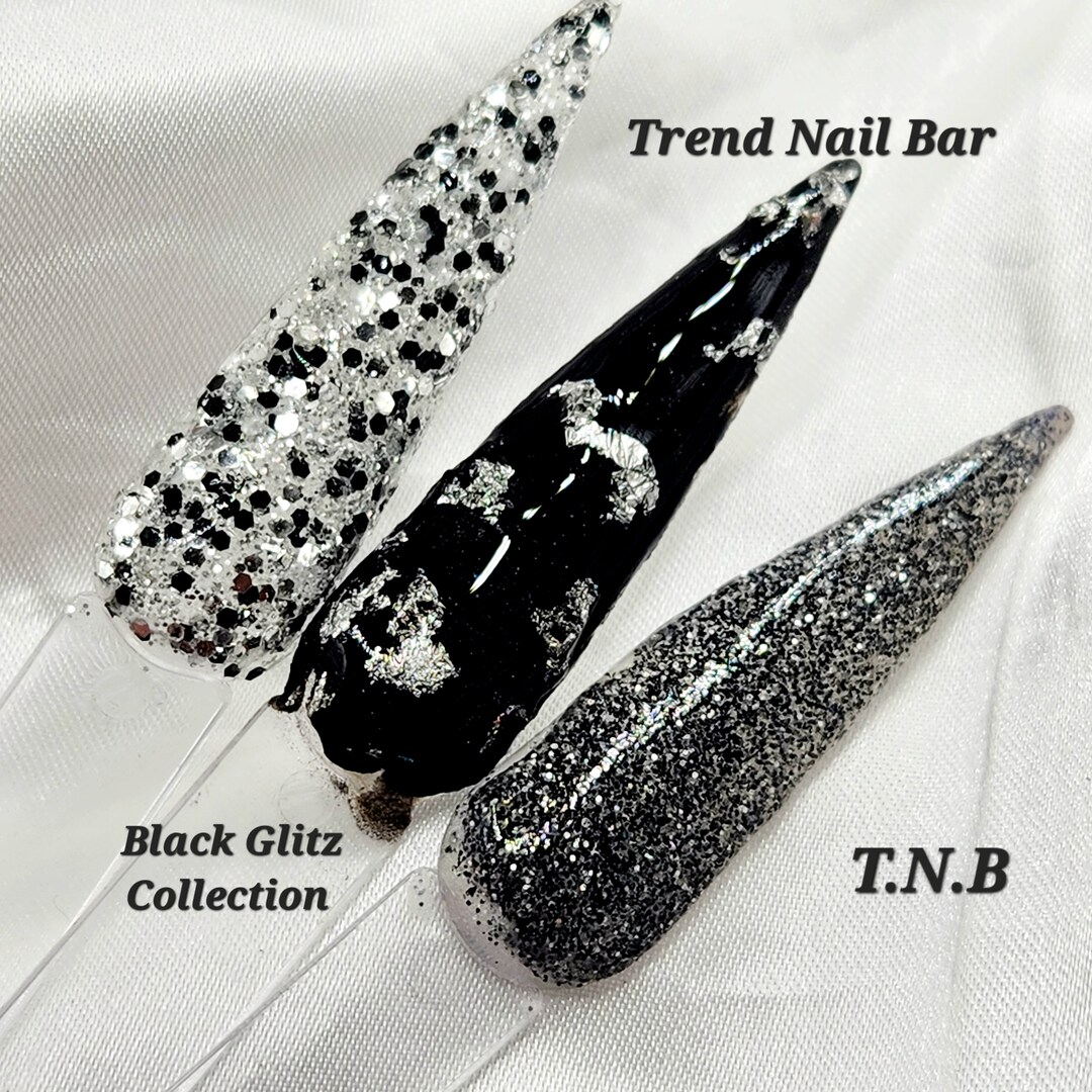 Black Glitz Collection Nail Dip Powder, Dip Powder for Nails, Black ...