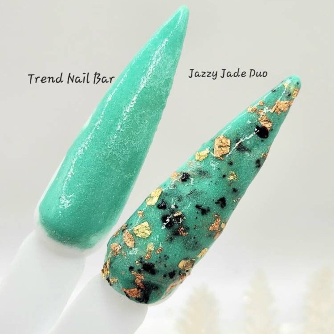 Jazzy Jade Duo- Foil Dip Powder, Green Dip Powder, Gold Flake Dip ...