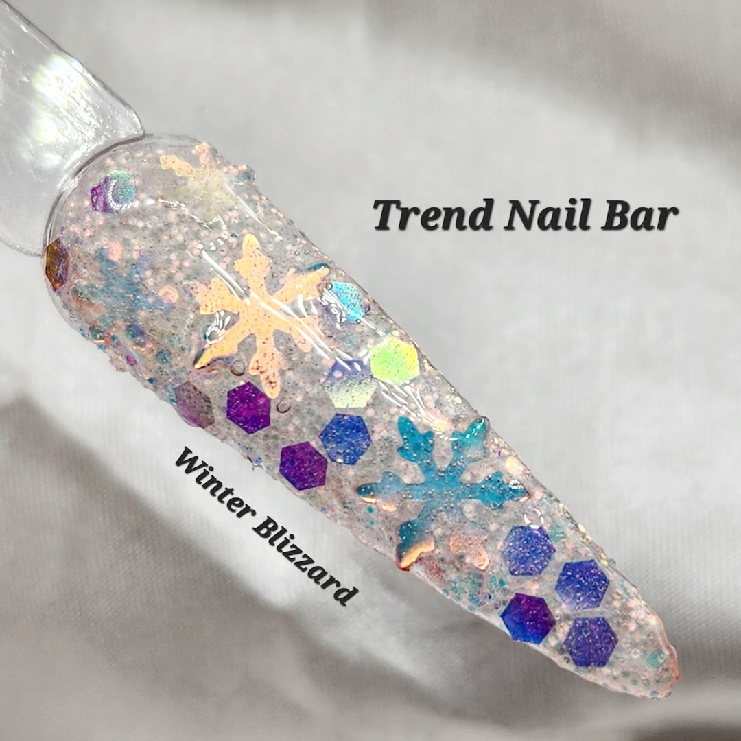 Winter Blizzard- Nail Dip Powder, Snowflake Glitter Nail Art, Dip ...