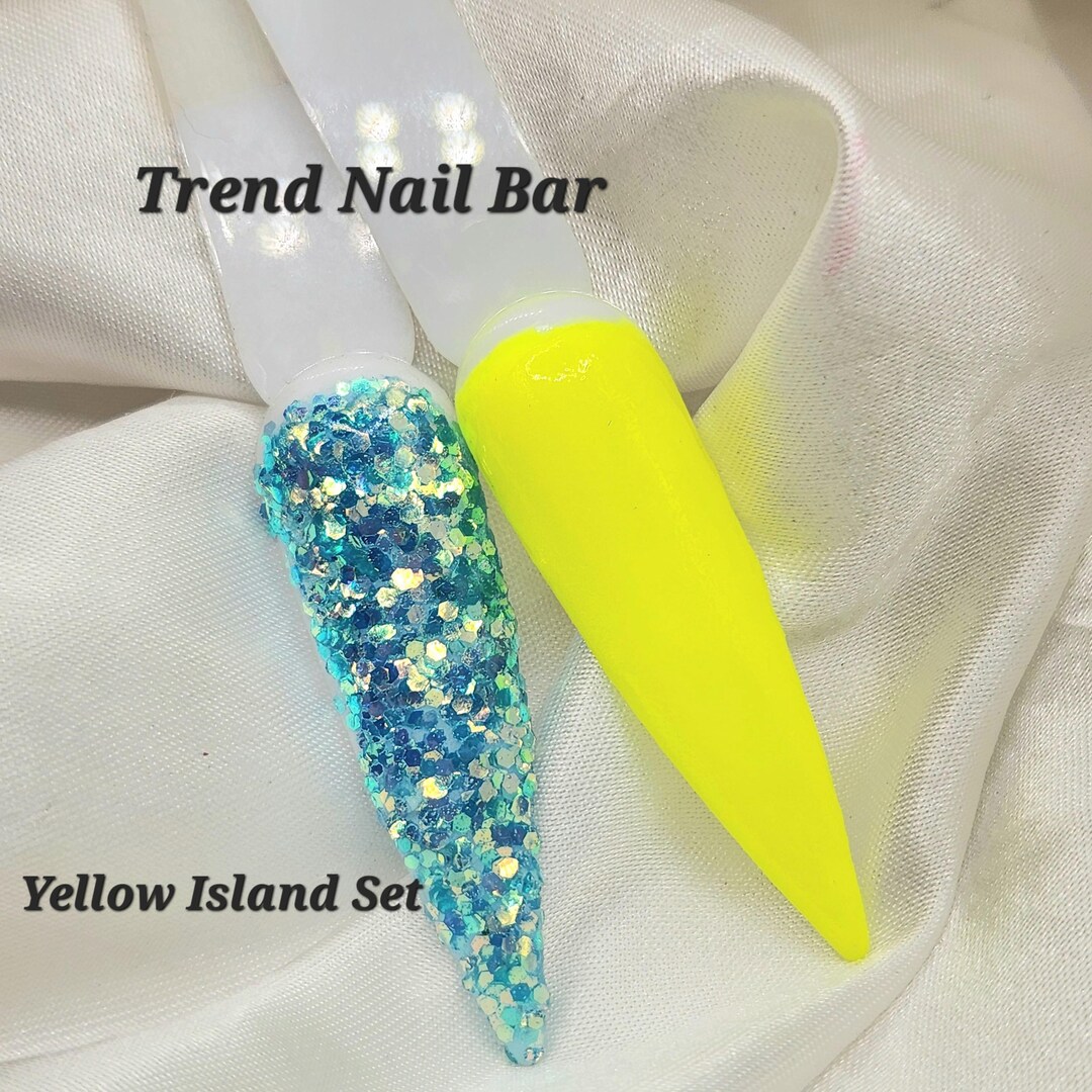 Neon Yellow Nail Dip Powder: Summer Acrylic Glitter - Etsy