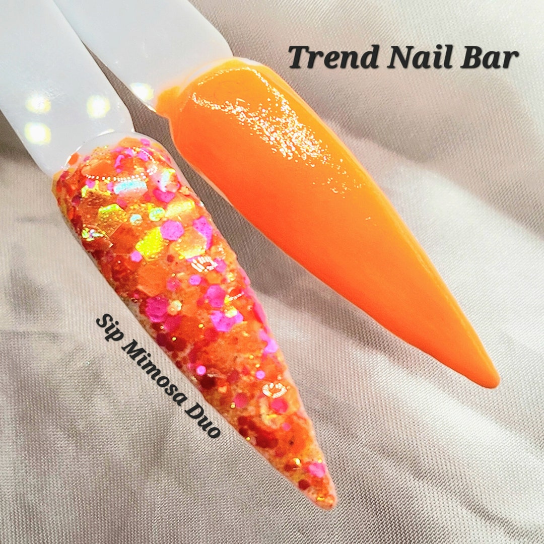 Sip Mimosa- Neon Orange Dip Powder, Chunky Glitter Dip, Acrylic Powder ...