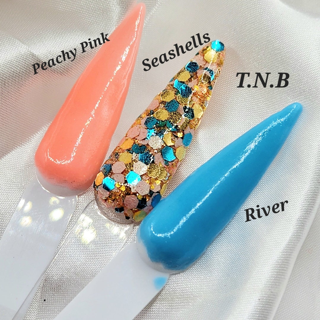 Beach Escape Trio- Peach Blue Acrylic Dip Powder, Glitter Dip Powder ...