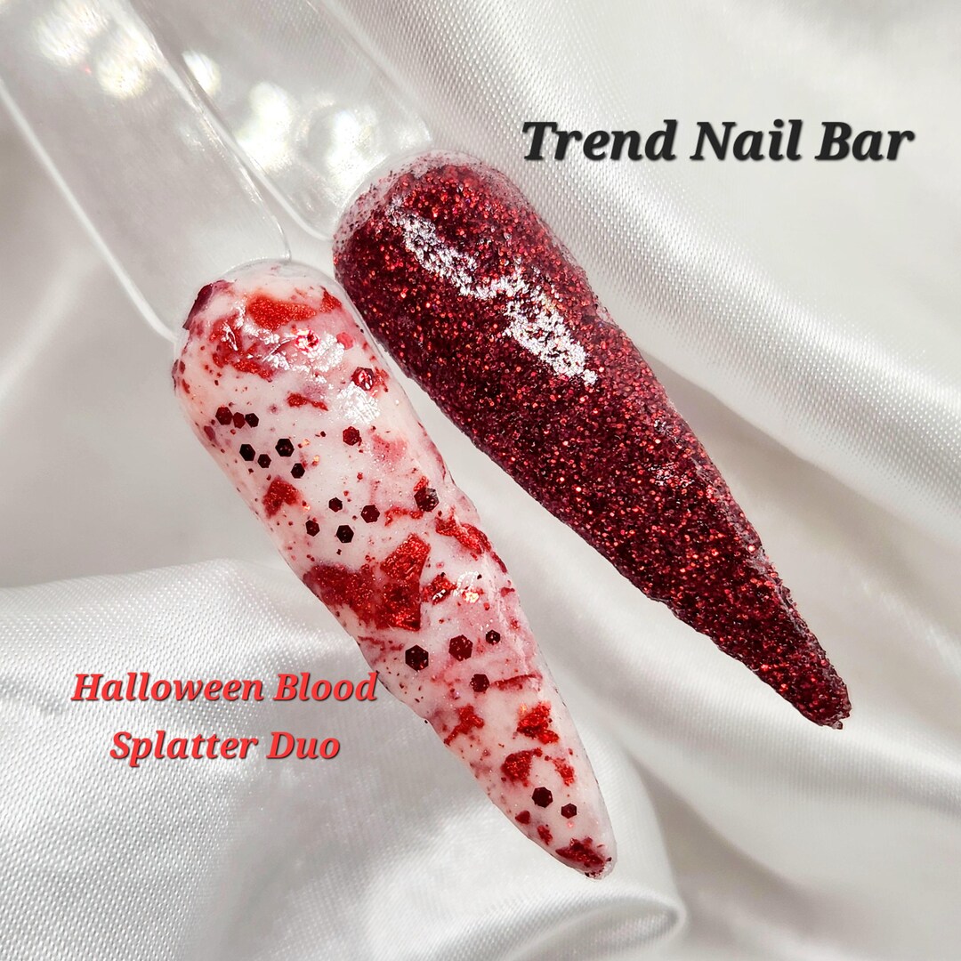 Blood Splatter Foil Dipping Powder, Halloween Dip Powder, Red Glitter ...