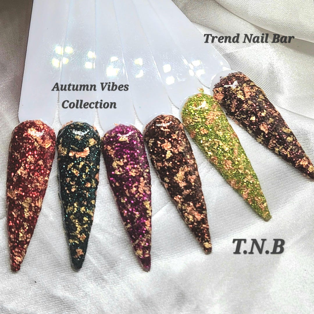 Autumn Vibes Foil Glitter Dip Powder: Fall Nail Collection - Etsy