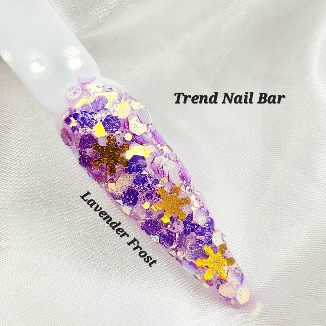Lavender Frost Snowflake Nail Dip Powder Gold Snowflake Dip - Etsy
