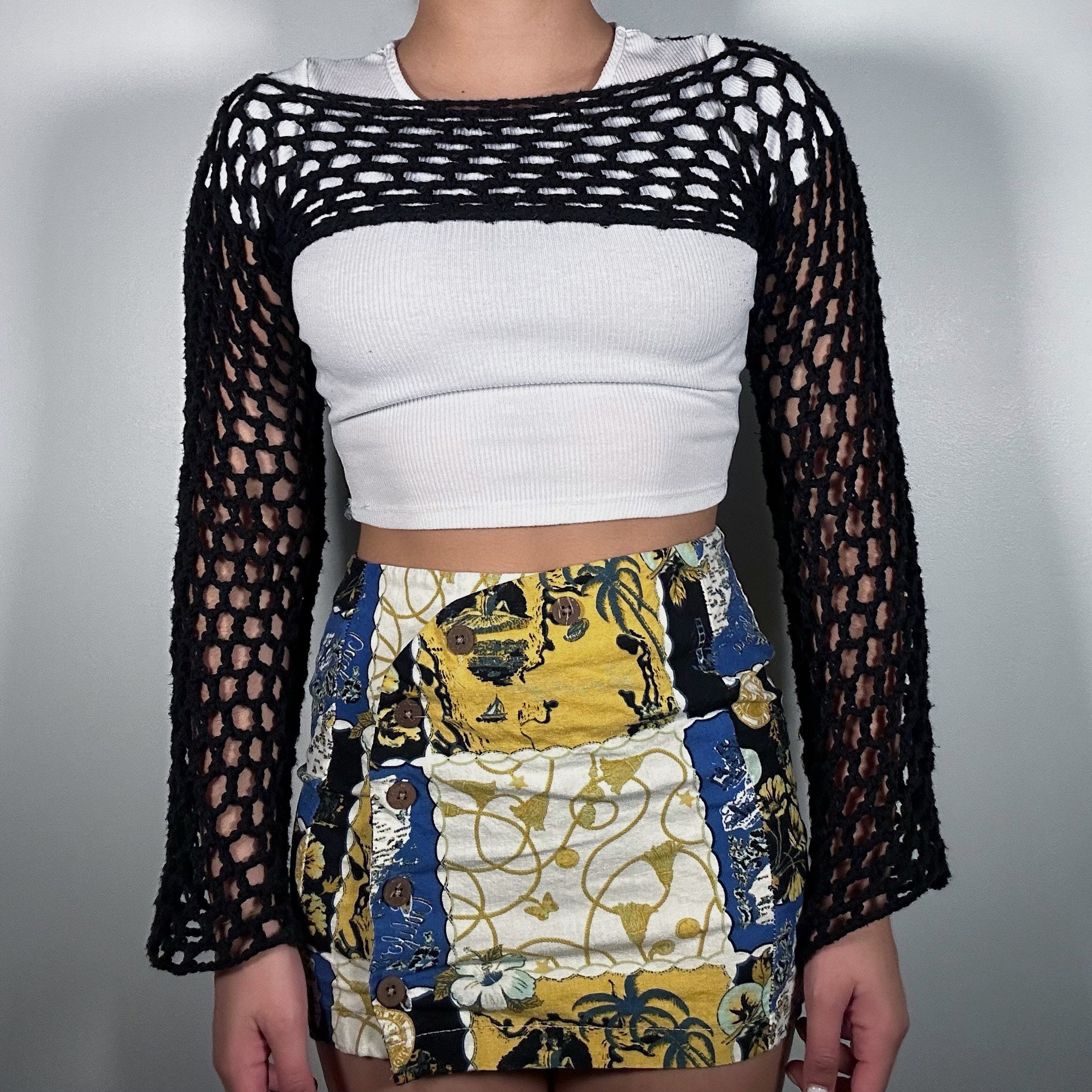 Crochet Mesh Shrug, Y2K Mesh Shrug, Crochet Shrug, Crochet Bolero ...