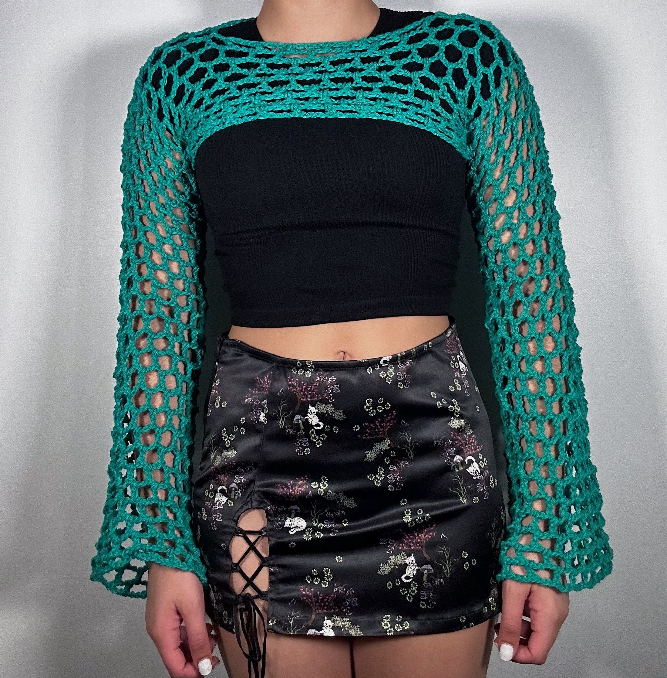 Crochet Mesh Shrug, Y2K Mesh Shrug, Crochet Shrug, Crochet Bolero ...