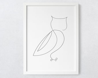 One Line Owl Art | Etsy