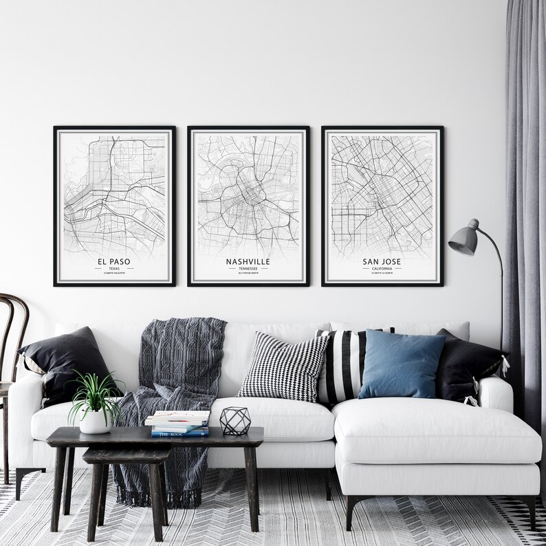 100 Pieces U.S. City Prints, City Map Bundle, City Map Decor, City Map ...