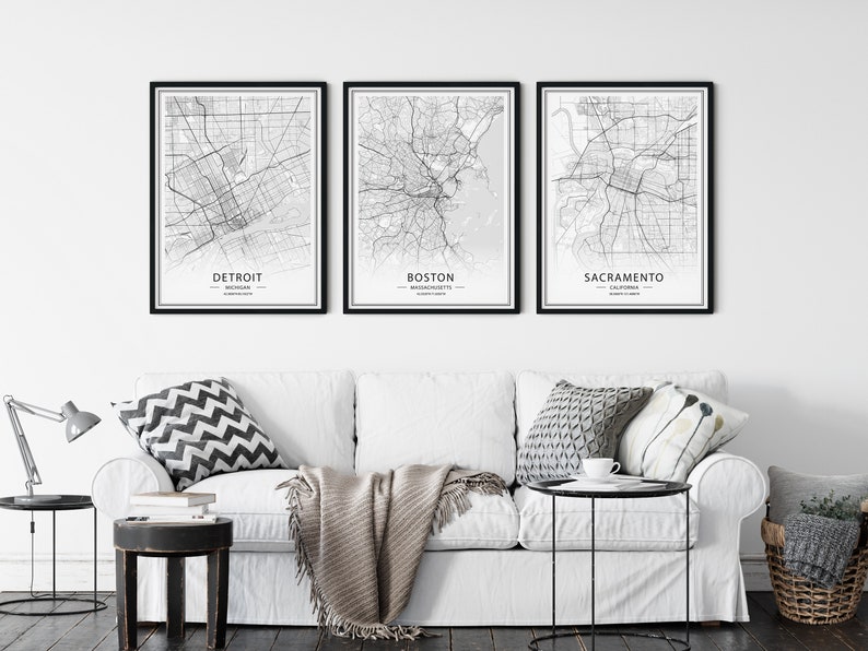 100 Pieces U.S. City Prints, City Map Bundle, City Map Decor, City Map ...