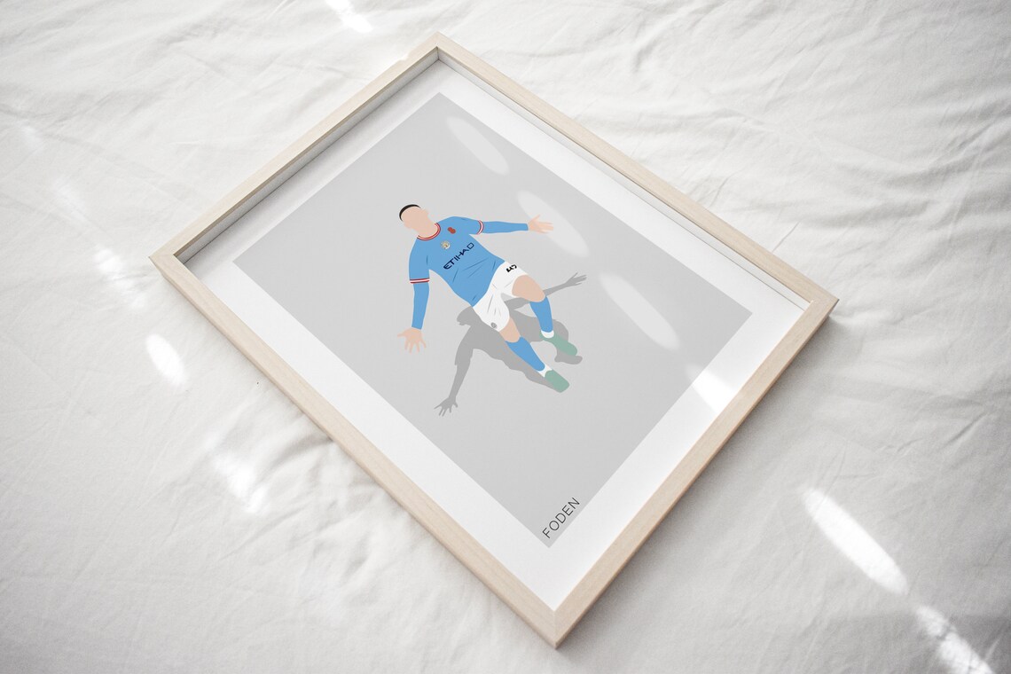 Phil Foden Print, Manchester City Fan Gift, Soccer Wall Art, Foden ...