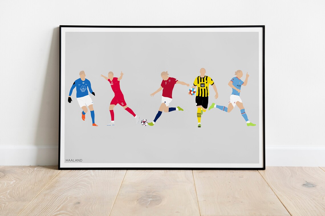 Erling Haaland Print, Erling Haaland Poster, Soccer Wall Art, Haaland ...