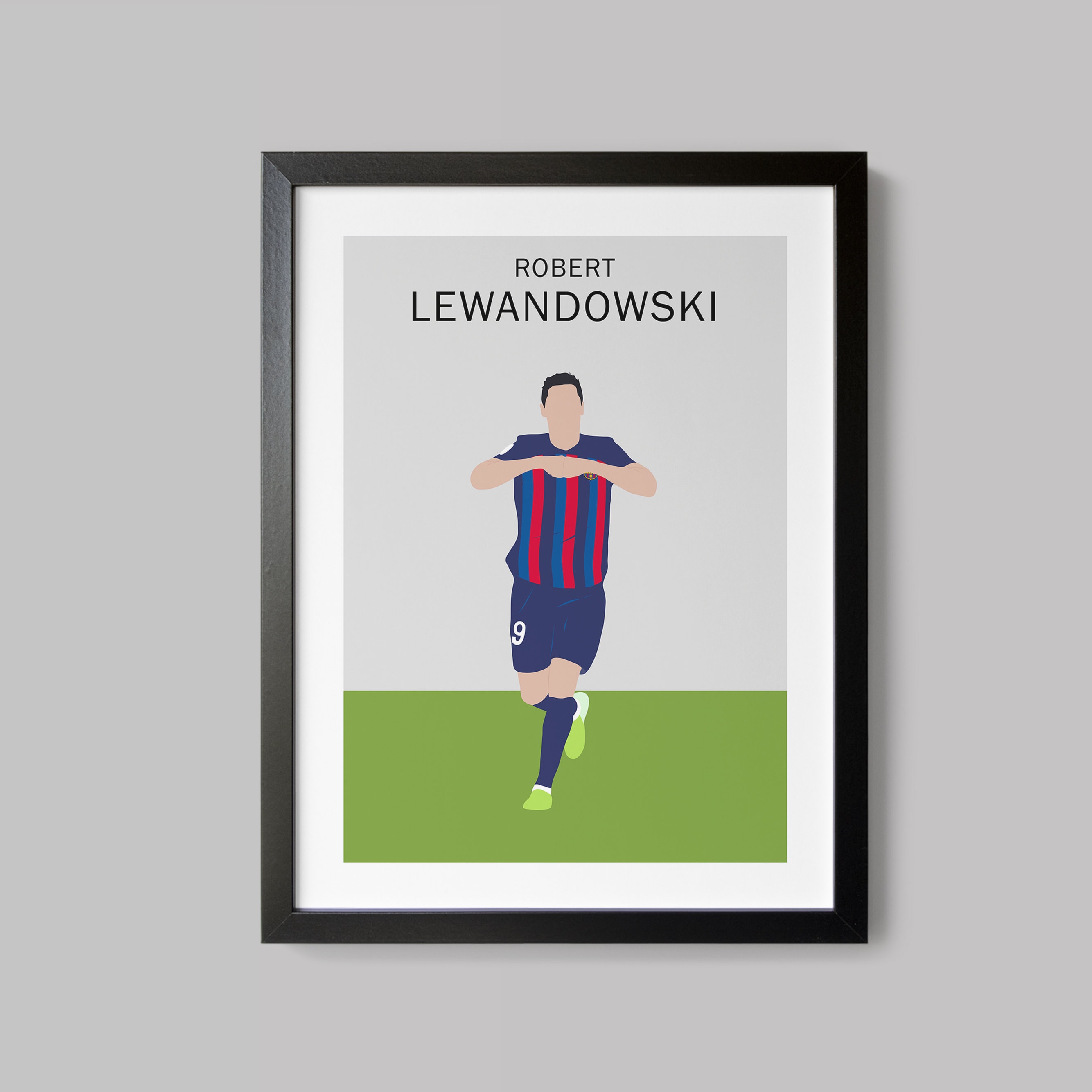 Robert Lewandowski Print, Barcelona Fan Gift , Soccer Wall Art ...