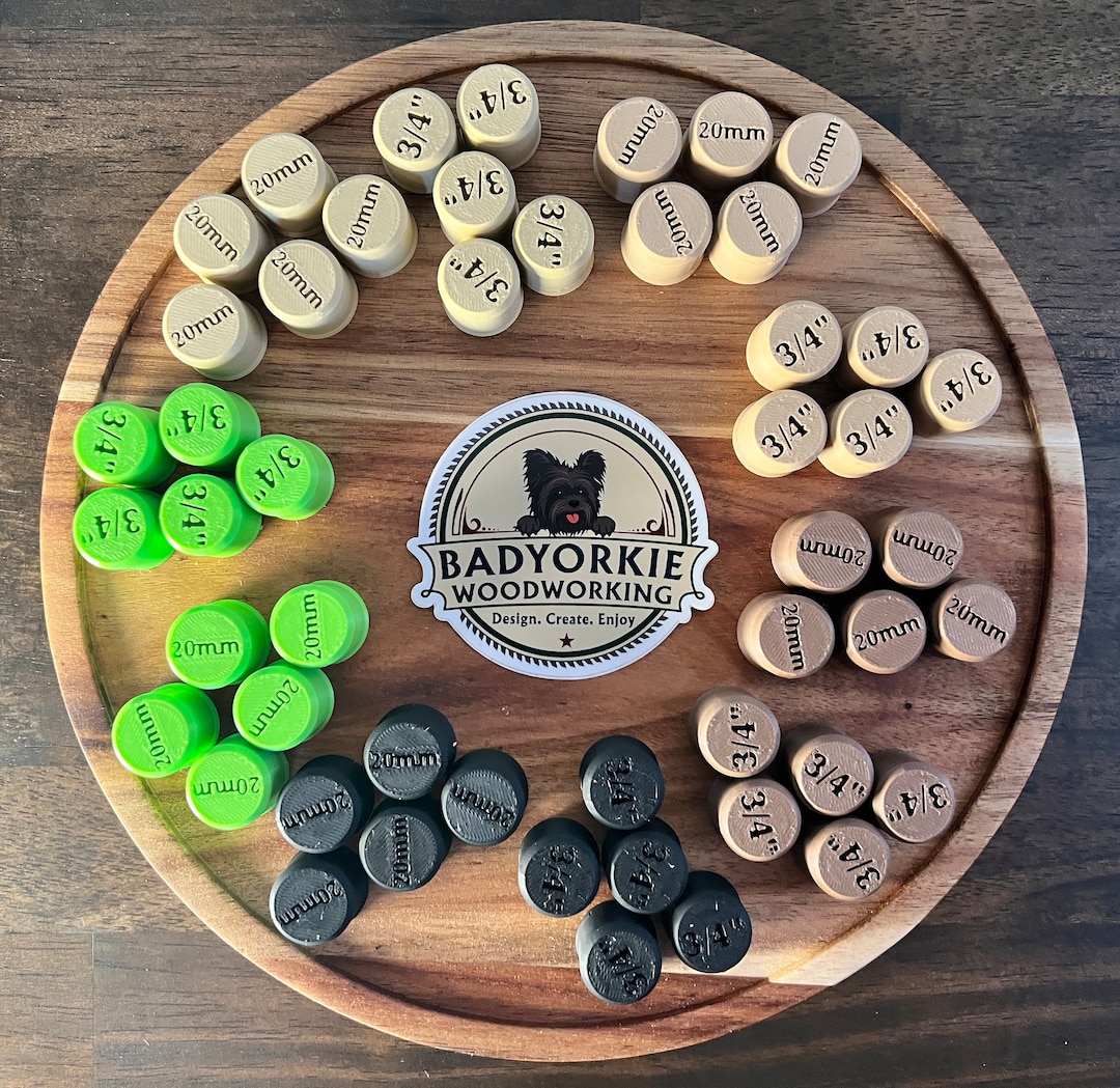 The Original Wood Tone Bench Dog Hole Plugs- 3/4", 20mm", and 1 ...