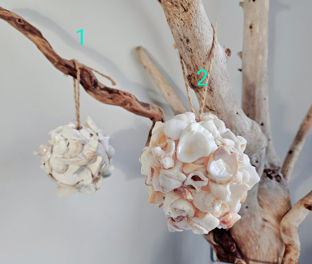 Sea Shell Hanging Ornament, Coastal Decor, Sea Shell Ball - Etsy