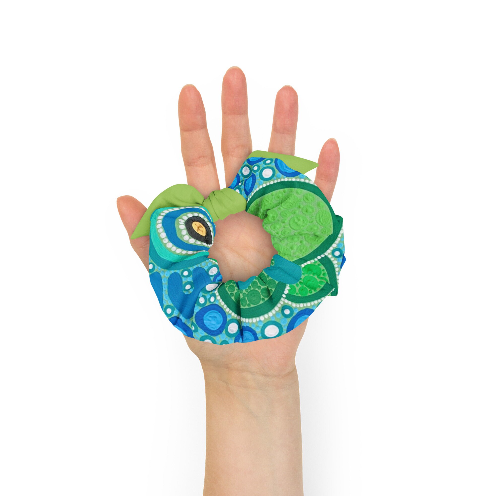 Aboriginal Design Recycled Hair Scrunchie green - Etsy
