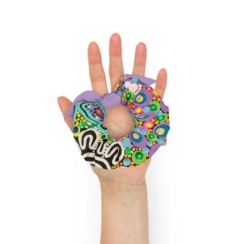 Aboriginal Design Recycled Hair Scrunchie purple Bow - Etsy