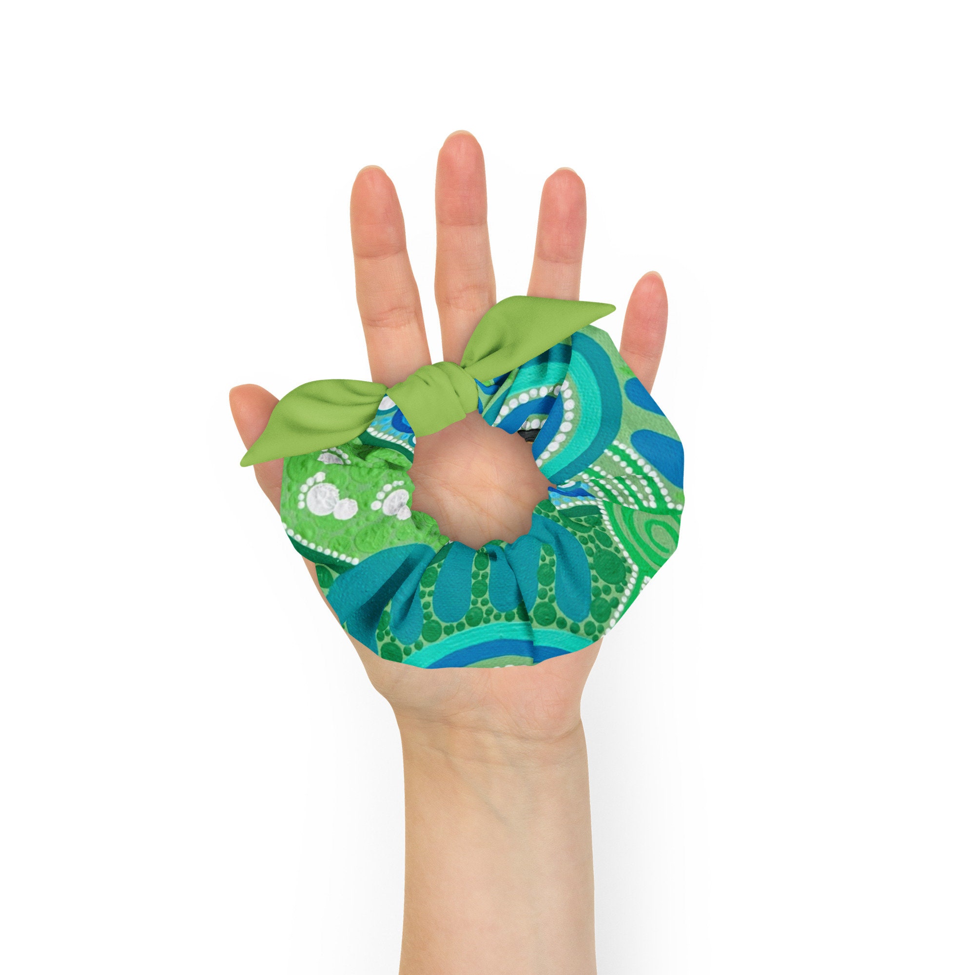 Aboriginal Design Recycled Hair Scrunchie green - Etsy