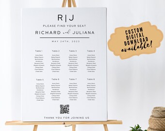 QR Code Wedding Seating Chart Scan QR Code for Guests to Find - Etsy