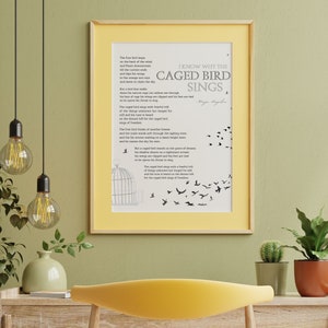 Caged Bird Sings Maya Angelou Poetry Print, Wall Art, Printable Digital ...