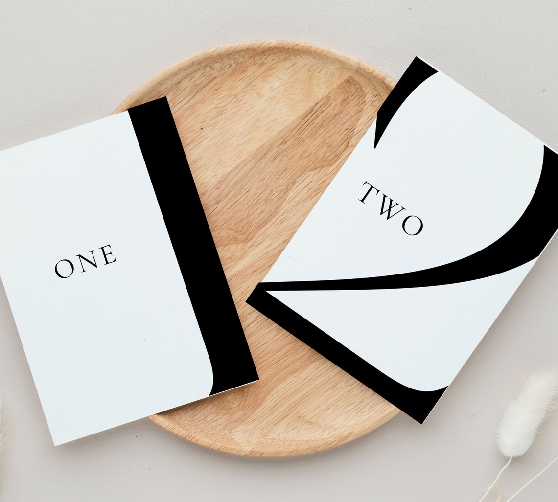 Modern Table Numbers Wedding Printable, Wedding Table Numbers Template ...