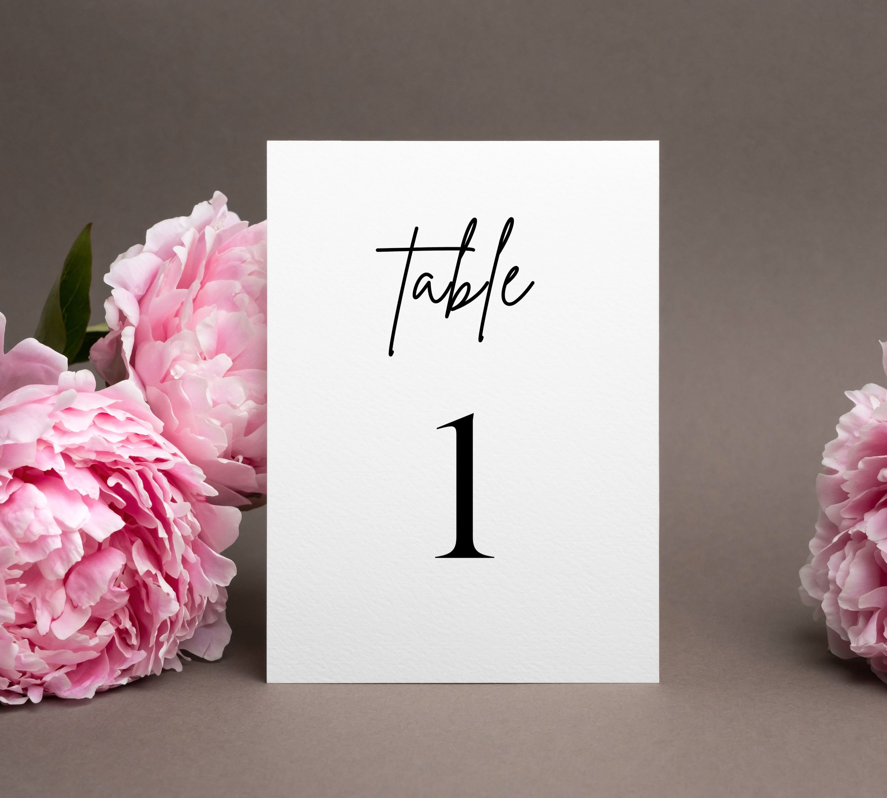 Modern Table Numbers Wedding Printable, Wedding Table Numbers Template ...