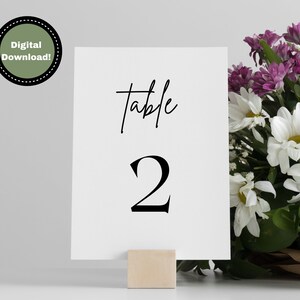 Modern Table Numbers Wedding Printable, Wedding Table Numbers Template ...