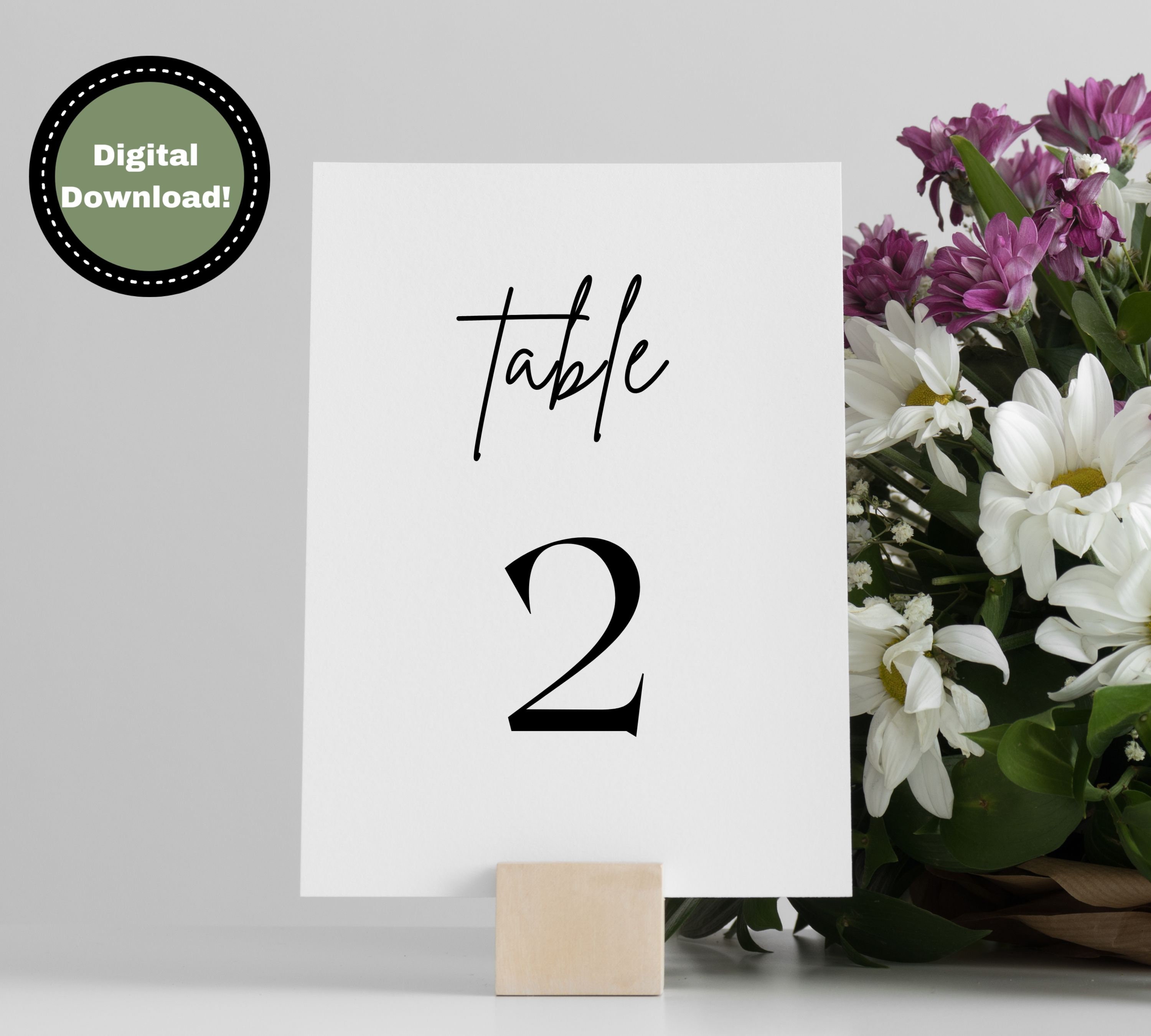 Modern Table Numbers Wedding Printable, Wedding Table Numbers Template ...