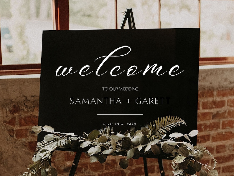 Black Wedding Welcome Sign Template, INSTANT DOWNLOAD, Editable ...
