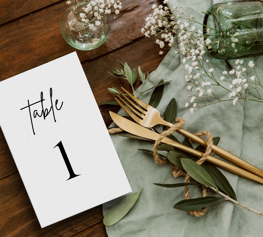 Modern Table Numbers Wedding Printable, Wedding Table Numbers Template ...