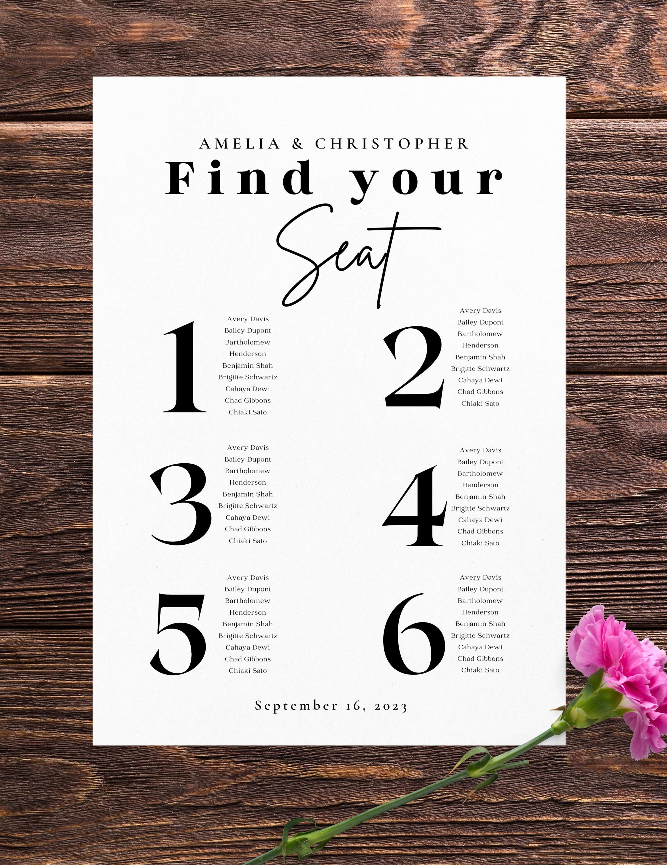 Modern Vertical Wedding Seating Chart Template, INSTANT DOWNLOAD ...