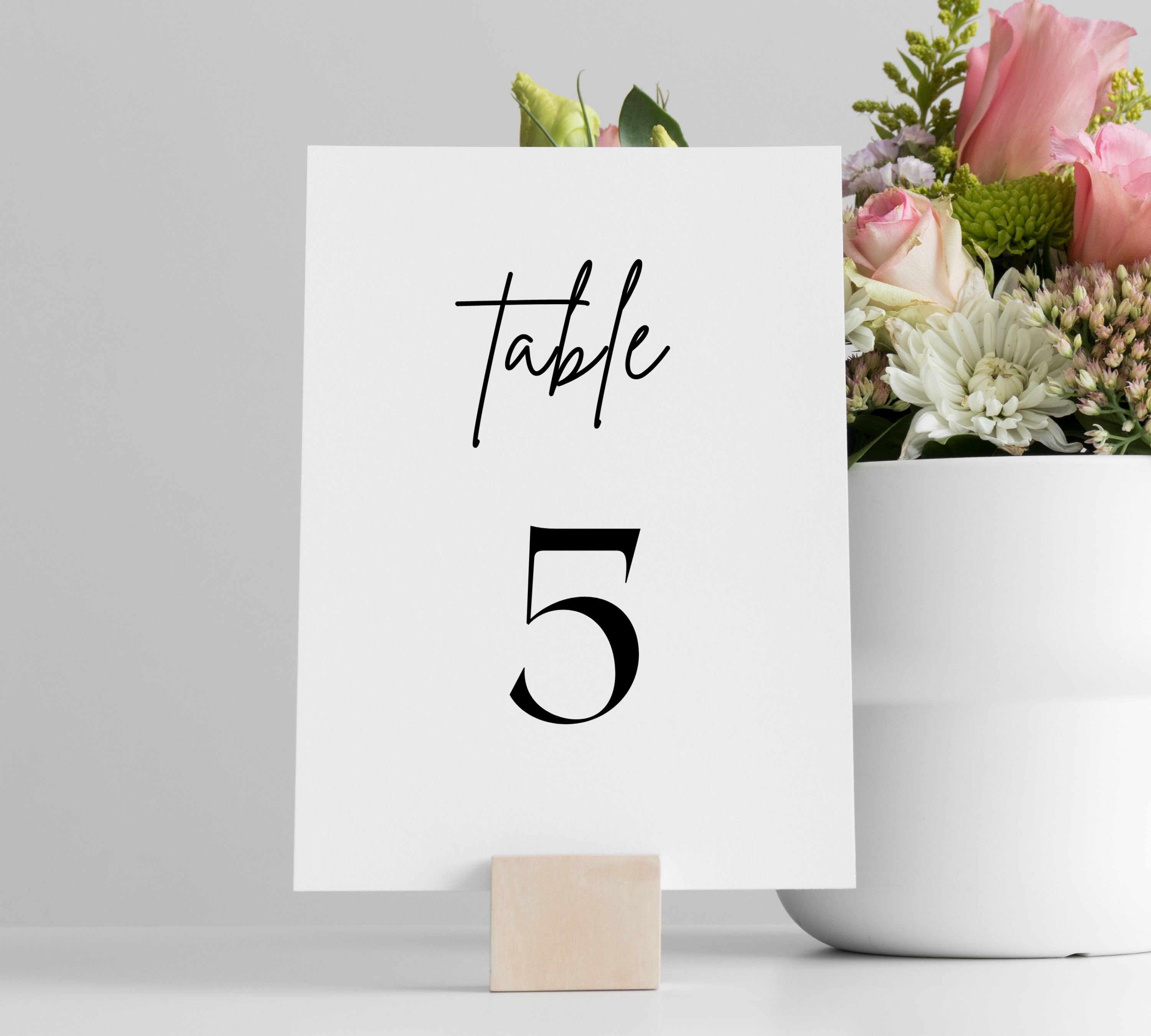 Modern Table Numbers Wedding Printable, Wedding Table Numbers Template ...