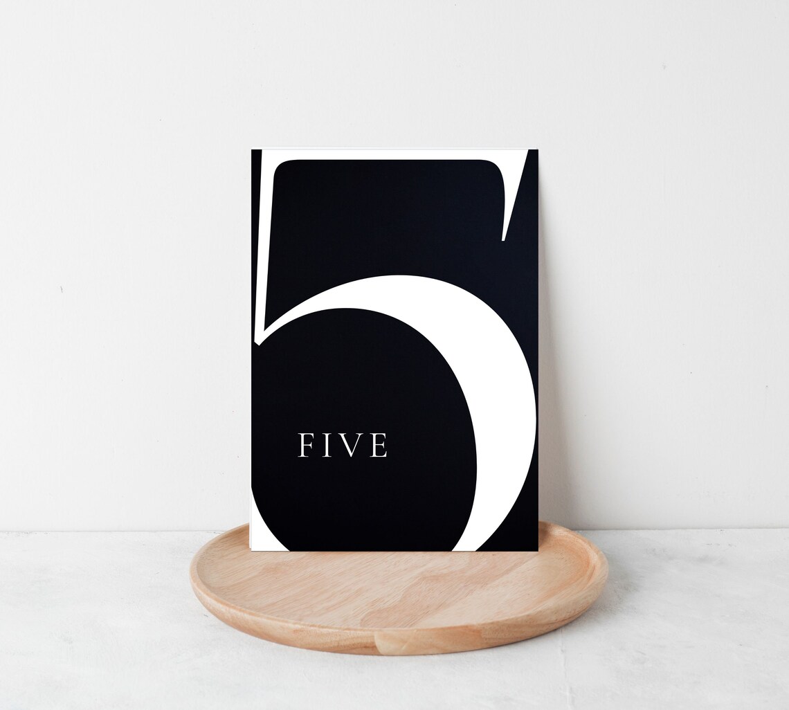 Black White Modern Table Numbers Wedding Printable, Wedding Table ...