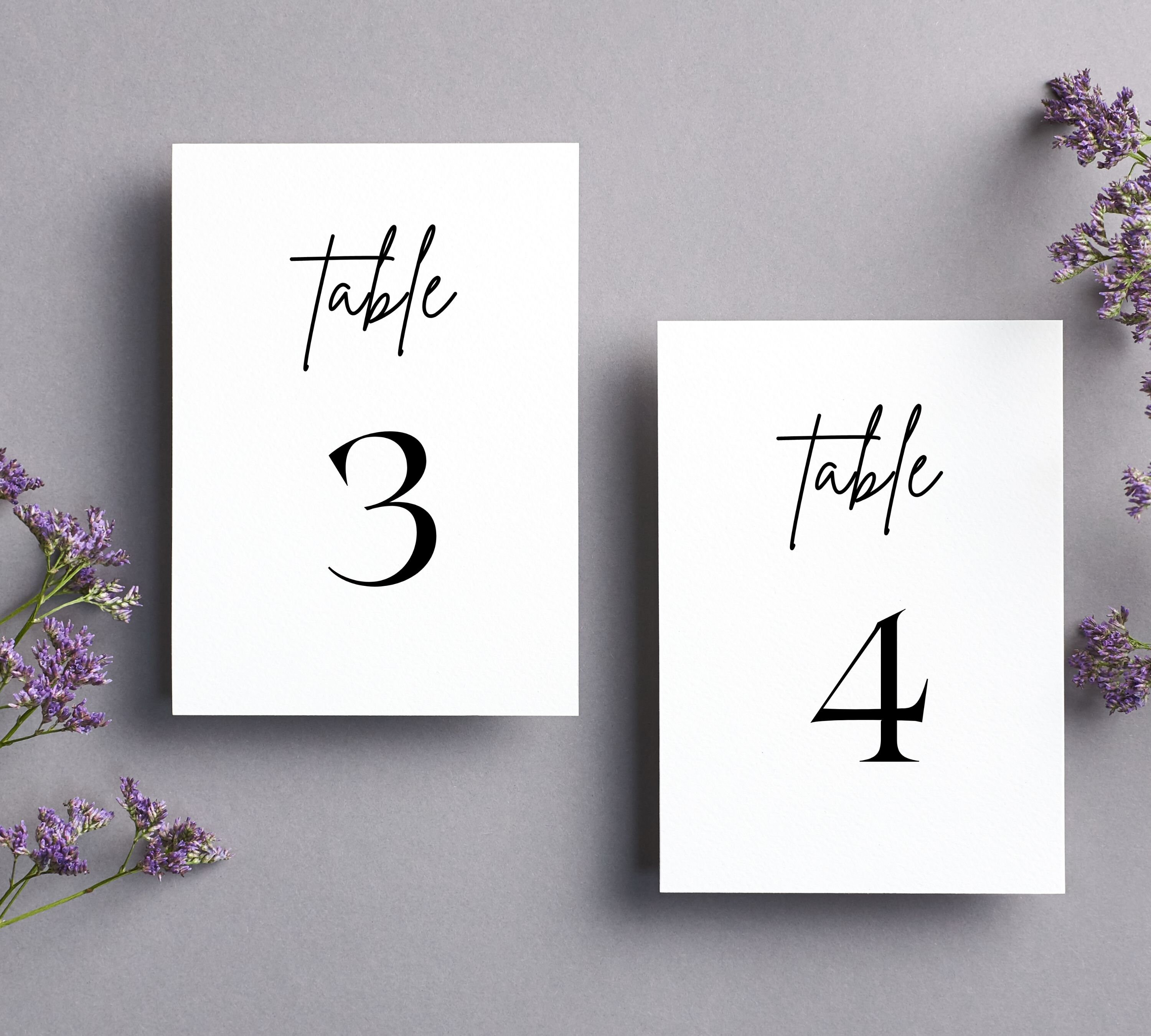 Modern Table Numbers Wedding Printable, Wedding Table Numbers Template ...