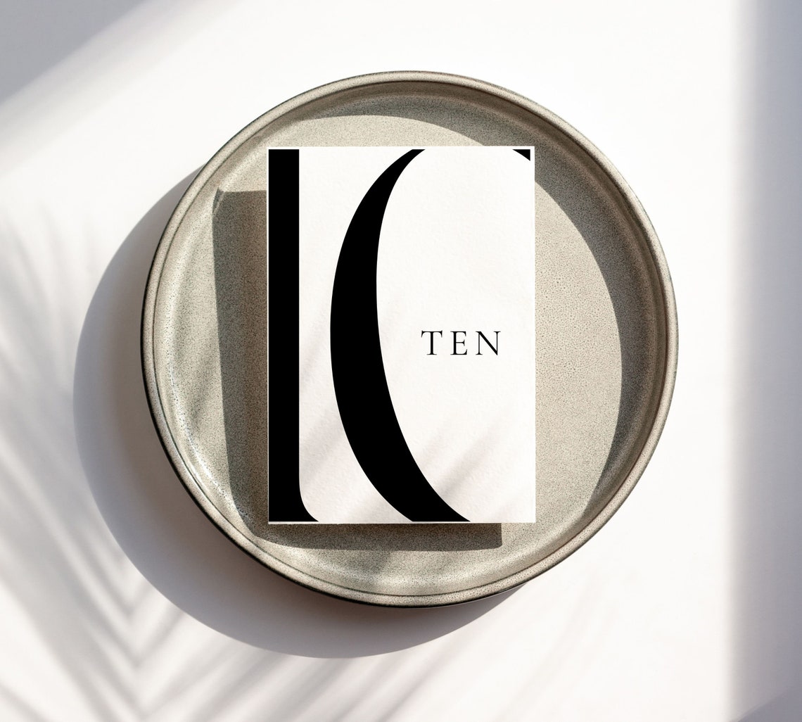 Modern Table Numbers Wedding Printable, Wedding Table Numbers Template ...