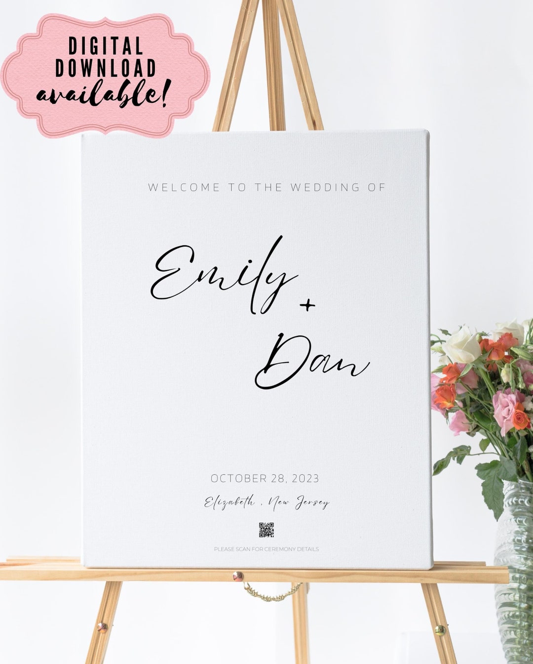 Wedding Day Welcome Sign Welcome Sign With QR Code - Etsy