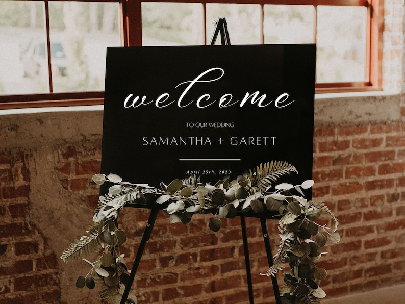 Black Wedding Welcome Sign Template, INSTANT DOWNLOAD, Editable ...