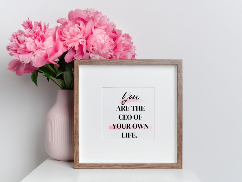 Girl Boss Pink Wall Art Bundle Business Office Quote 4pc Boss Babe Entrepreneur Motivational