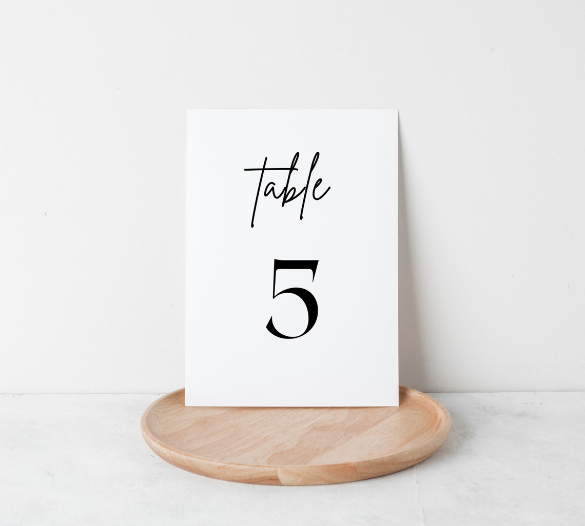 Modern Table Numbers Wedding Printable, Wedding Table Numbers Template ...