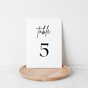Modern Table Numbers Wedding Printable, Wedding Table Numbers Template ...