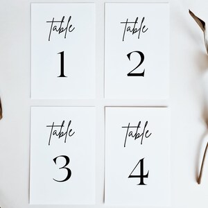 Modern Table Numbers Wedding Printable, Wedding Table Numbers Template ...