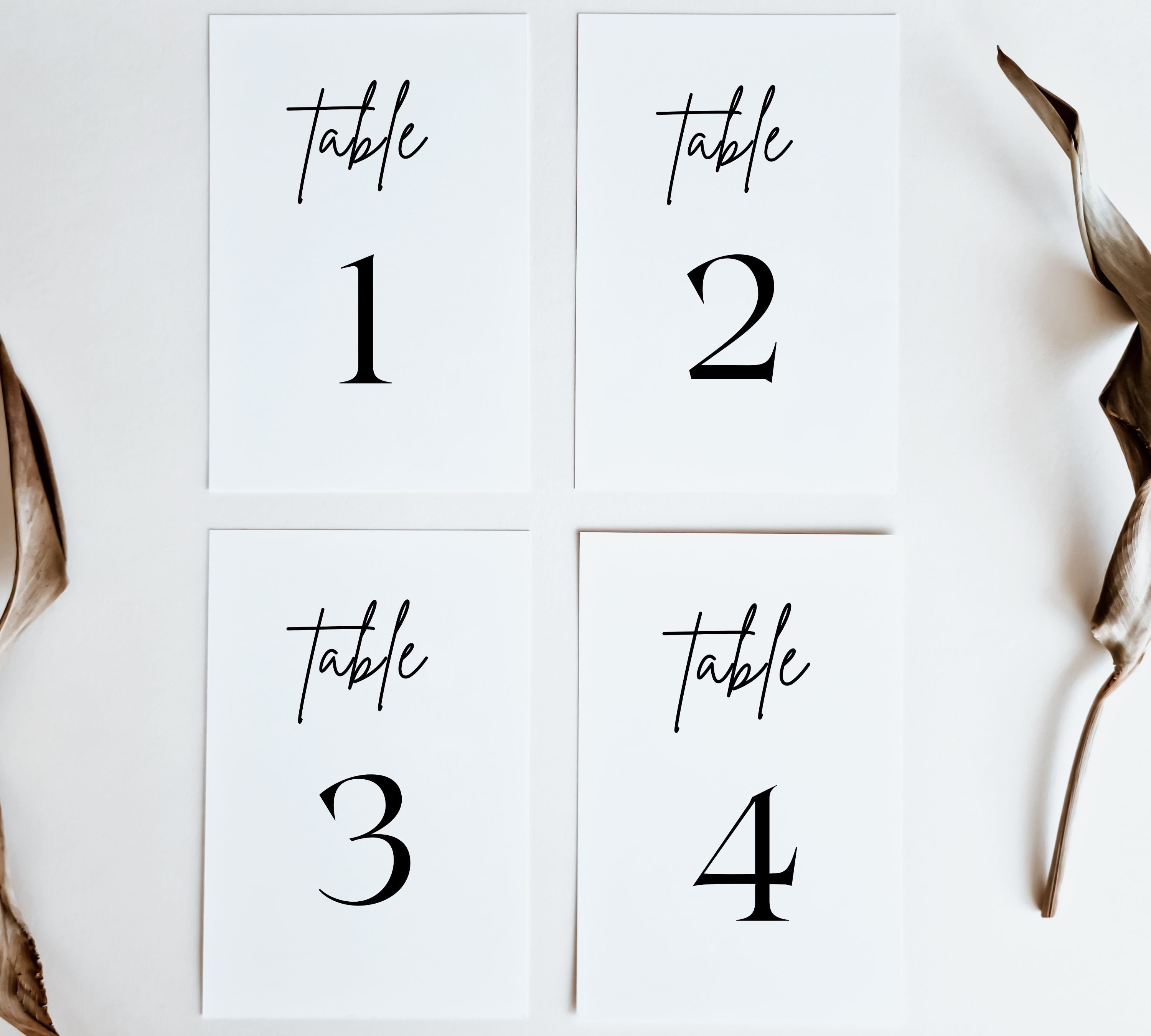 Modern Table Numbers Wedding Printable, Wedding Table Numbers Template ...